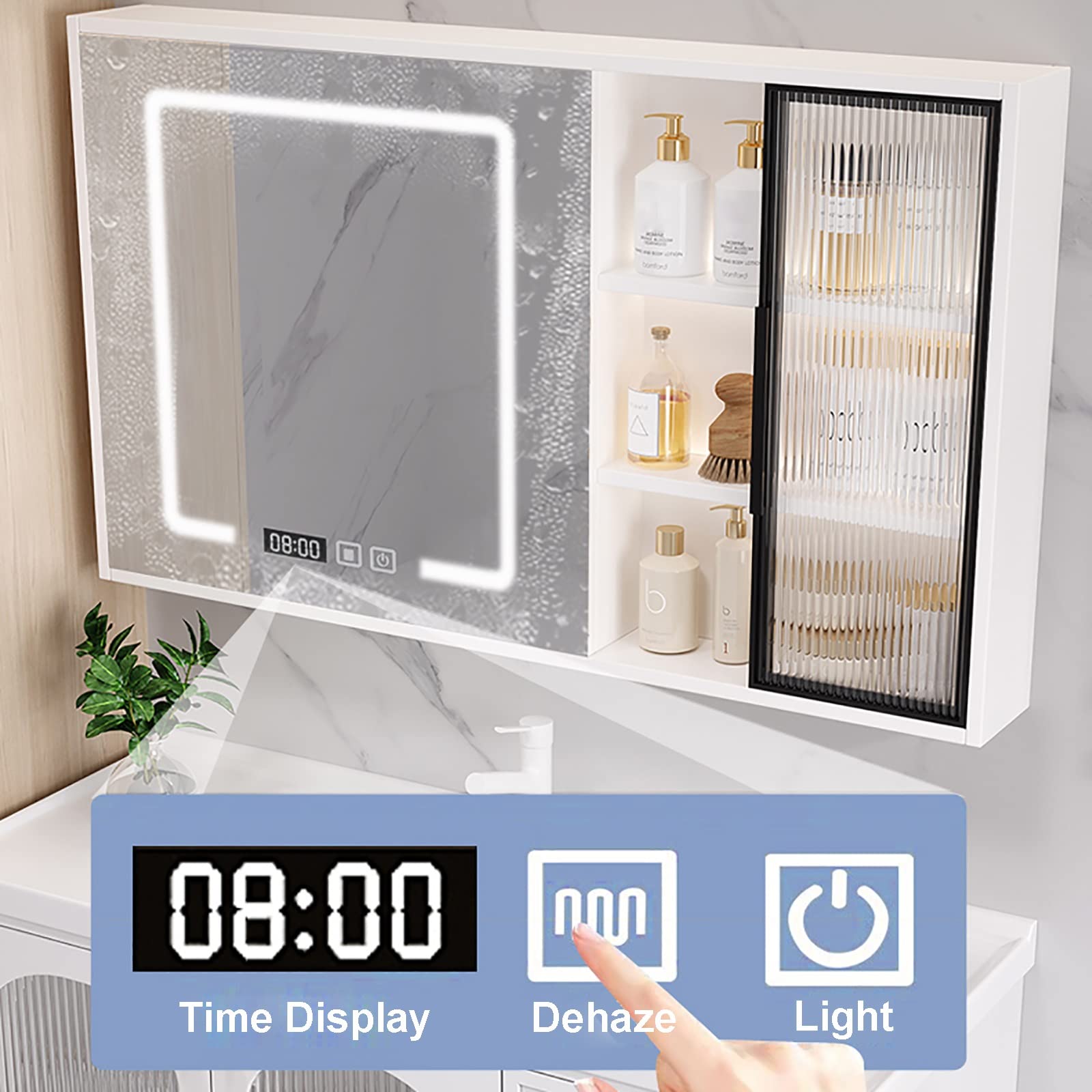 Wall Mounted Bathroom Vanity with Sink Combo,Bathroom Vanity Set with Basin & Storage Cabinet ,Bath Cabinet with Ceramic Sink Including Pull-out Faucet, Mirror Cabinet ( Size : 81x50x53cm/31.9x19.7x20