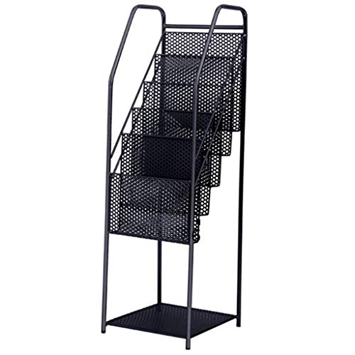 Storage Newspaper Baskets Magazine Rack Metal Book Rack Gold Rack White Floor Material Rack School Brochure Black Book Rack (Color : Black, Size : 30.530.596.5cm)