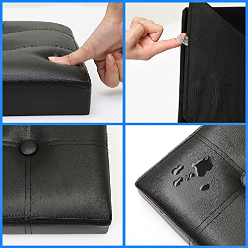 Bsketa Storage Ottoman, Folding Foot Stool with Thicker Foam Padded Seat Small Leather Storage Ottoman Bench Foot Rest for Living Room Foldable Coffee Table 17x13x13in