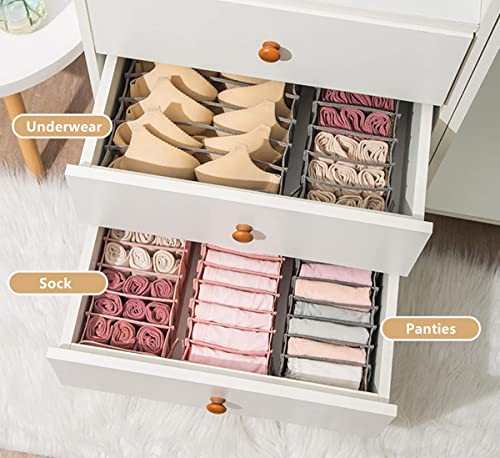 Xicennego Underwear Drawer Organizer Drawer Divider(3 Sets) Underwear, Bra,Socks, Tie Storage Box -(Pink)
