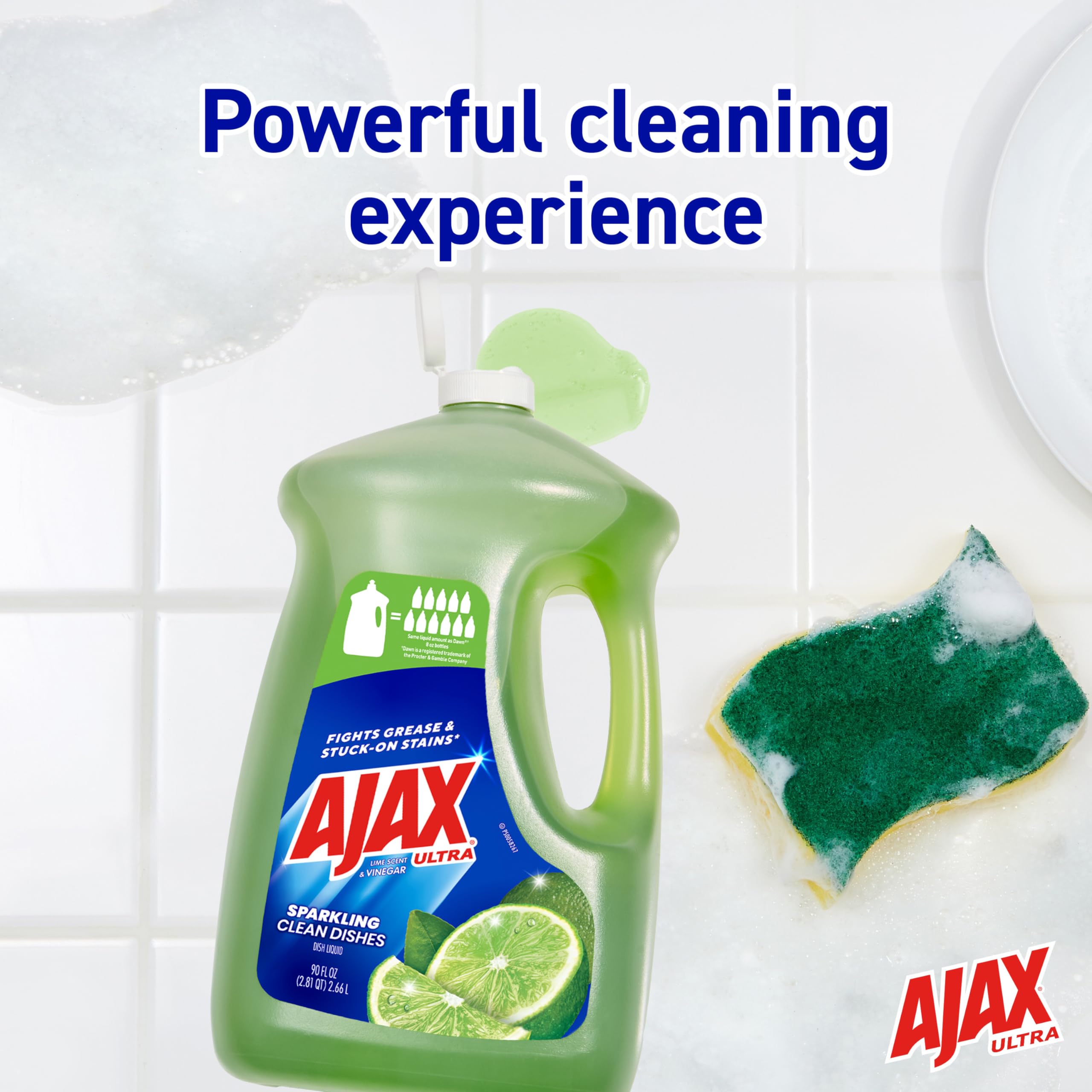 Ajax Ultra Dishwashing Liquid Dish Soap Refill, Vinegar and Lime Scent, 90 fluid ounce