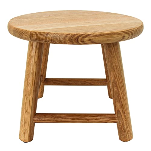 CONSDAN Kids Stool, Milking Stool, USA Grown Oak, Plant Stand, Handcrafted Solid Wood Stool, 9" Low Stool, Round Step Stool, Wooden Stool for Kids, Small Short Stool, Shoe Changing Stool(Natural)