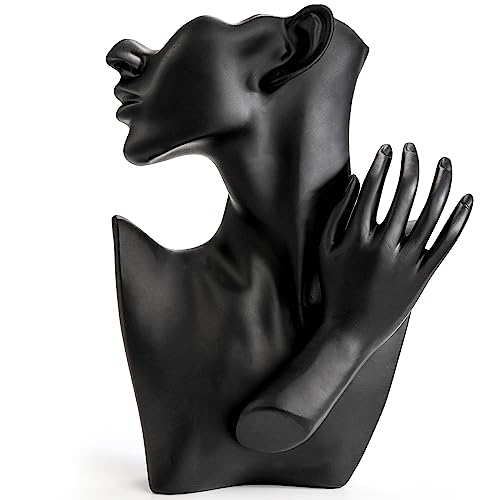 SOUJOY Jewelry Mannequin Stand Set, Earring Display with Hand, Resin Bust Holder Organizer for Show Jewelry, Necklace, Earrings, Rings