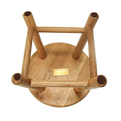 CONSDAN Kids Stool, Milking Stool, USA Grown Oak, Plant Stand, Handcrafted Solid Wood Stool, 9" Low Stool, Round Step Stool, Wooden Stool for Kids, Small Short Stool, Shoe Changing Stool(Natural)