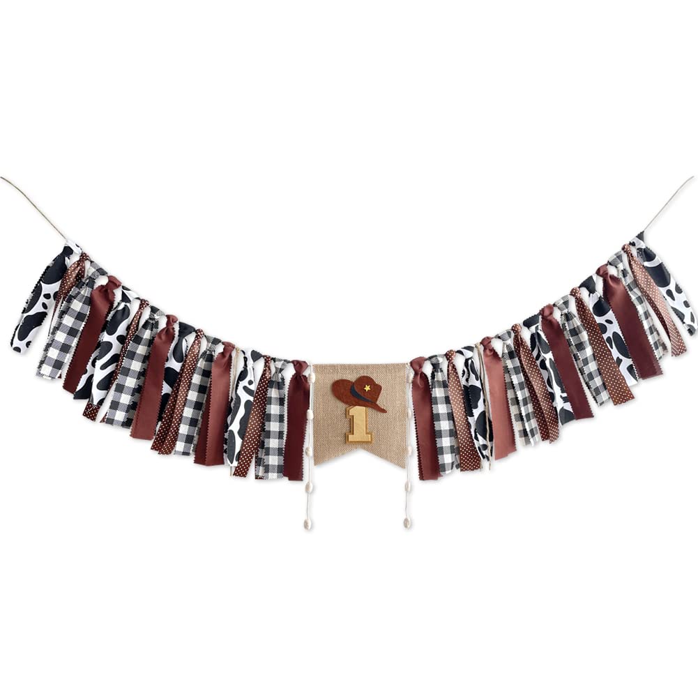 1st Birthday High Chair Banner - Cowboy Rodeo Party Decoration For Boy, Western Theme High Chair Birthday One Party Banner, Cowboy Banner Decorations, My First Rodeo Banner For Photo Booth Props