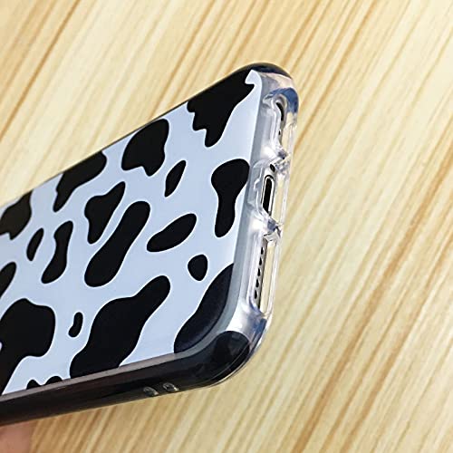 Abbery Designed for iPhone 6/6S/7/8/SE 2020/SE 2022 Case Cow, Cute Clear with Cow Print Pattern Design Soft Silicone TPU Sturdy Shockproof Protective Woman Girls Aesthetic Phone Case Cover