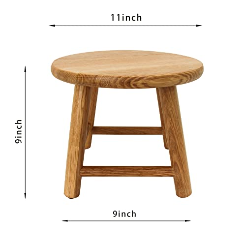 CONSDAN Kids Stool, Milking Stool, USA Grown Oak, Plant Stand, Handcrafted Solid Wood Stool, 9" Low Stool, Round Step Stool, Wooden Stool for Kids, Small Short Stool, Shoe Changing Stool(Natural)