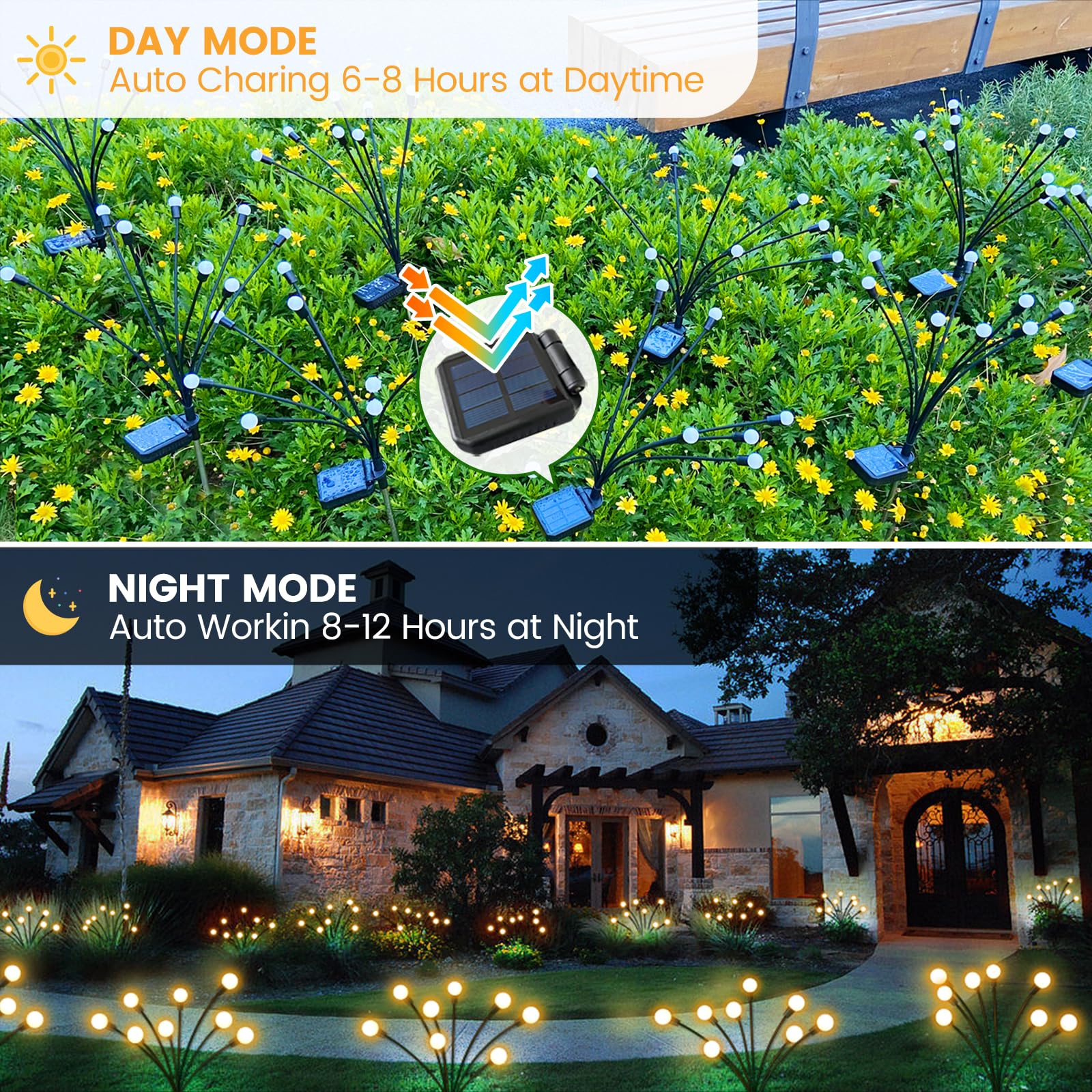 SINGACE Solar Garden Lights, 4 Pack Solar Firefly Lights, Swaying When Wind Blows, Solar Lights Outdoor Waterproof Decorative, Solar Outside Lights for Yard Patio Pathway Landscape Decoration