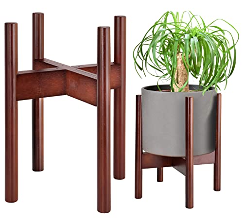 ZPirates Wood Plant Stand for Indoor and Outdoor - Adjustable Width (up to 12 Inches) for Small Medium and Large Planter Pots -14-inch Tall