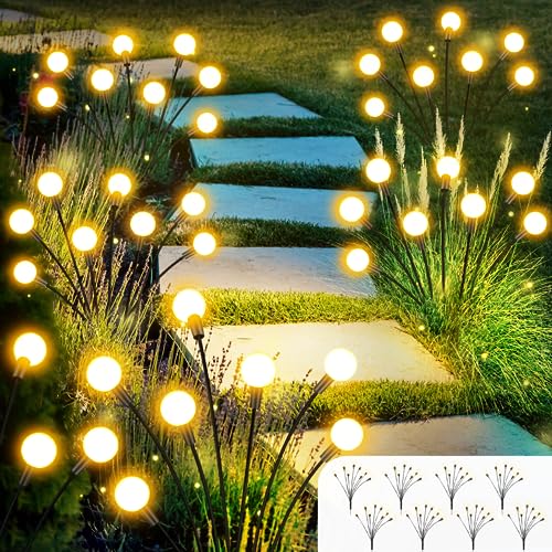 8 Pack Solar Garden Lights, Solar Firefly Lights Outdoor Waterproof 8 Modes Starburst Solar powered Swaying Lights Garden Decor for Party Patio Yard Pathway Landscape Outdoor Lights Decorative