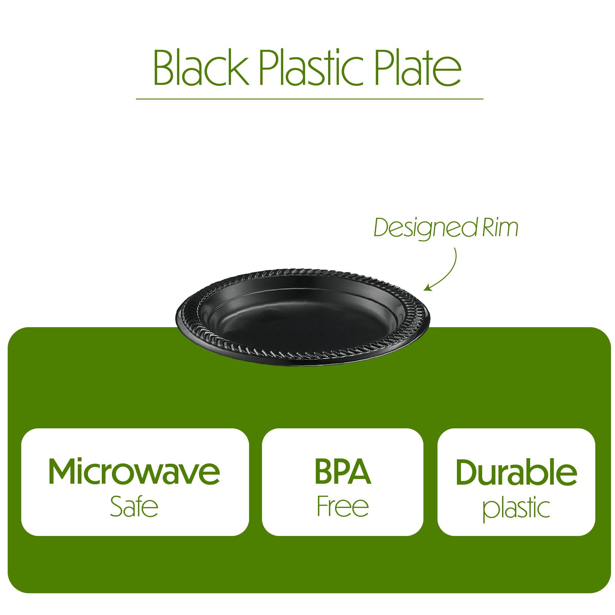 PLASTICPRO 100 PCS Small Black Plastic Plates Light Weight 6 Inch Plastic Dessert Plates Black Plates Disposable for Party and Wedding