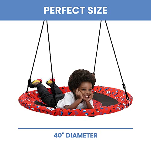 Disney Mickey Mouse 40-Inch Saucer Swing for Kids by Delta Children – Attaches to Swing Sets or Trees – Includes All Necessary Hanging Hardware & Rope