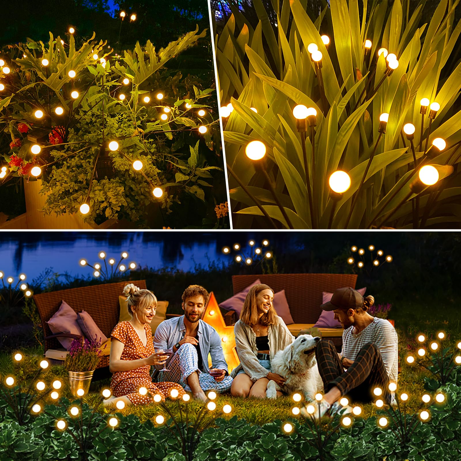 SINGACE Solar Garden Lights, 4 Pack Solar Firefly Lights, Swaying When Wind Blows, Solar Lights Outdoor Waterproof Decorative, Solar Outside Lights for Yard Patio Pathway Landscape Decoration