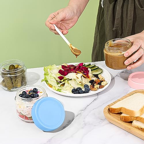 KITCHOP 4 Pack Overnight Oats Containers with Lids, Glass Jars with Lids, Mason Jars with Airtight Lids, Glass Storage Containers for Leftover, Breakfast and Lunch(9.1 oz)