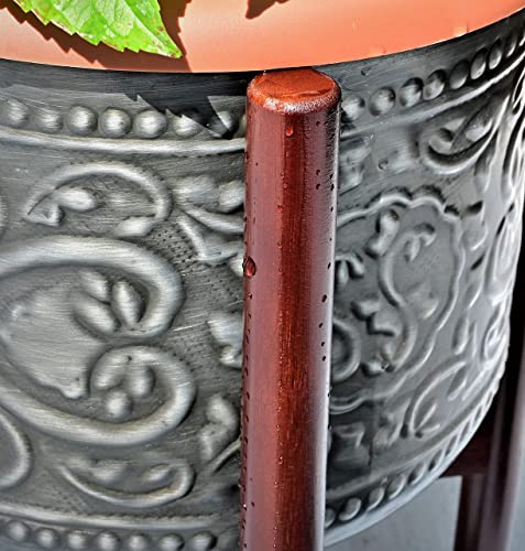 ZPirates Wood Plant Stand for Indoor and Outdoor - Adjustable Width (up to 12 Inches) for Small Medium and Large Planter Pots -14-inch Tall