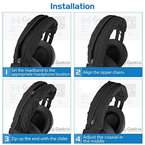 Geekria Flex Fabric Headband Pad Compatible with Razer Kraken Pro V2, 7.1 V2, Ultimate, Tournament Edition Headphone Replacement Headband/Headband Cushion/Replacement Pad Repair Parts (Black).