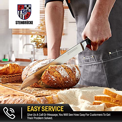STEINBRÜCKE Bread Knife Serrated Bread Knife 10 Inch, Sharp Bread Slicing Knife of High Carbon German Steel, Bread Cutter for Homemade, Baking, Cake and Crusty Bread