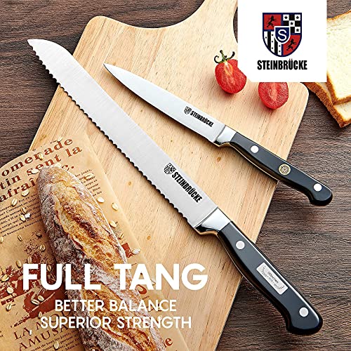 STEINBRÜCKE Bread Knife Serrated Bread Knife 10 Inch, Sharp Bread Slicing Knife of High Carbon German Steel, Bread Cutter for Homemade, Baking, Cake and Crusty Bread