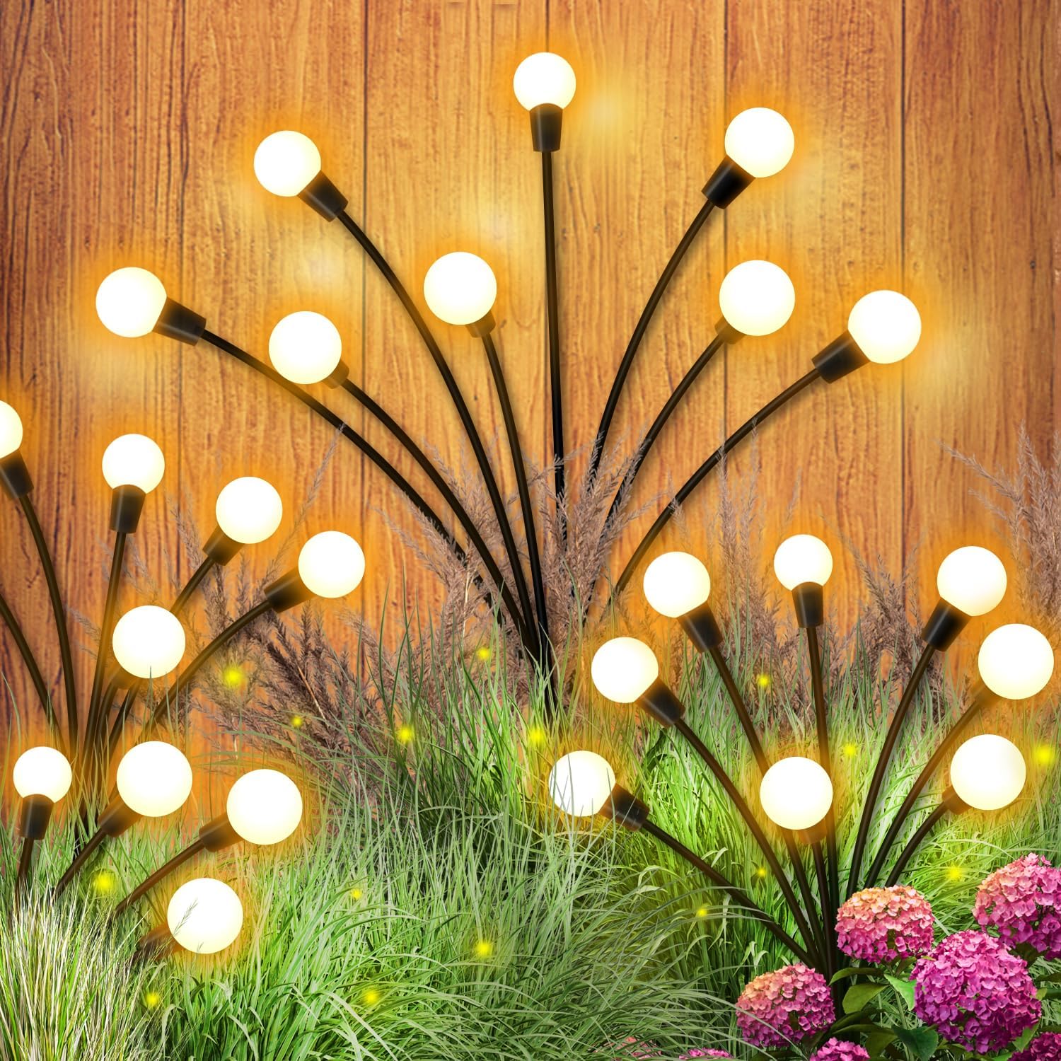 SINGACE Solar Garden Lights, 4 Pack Solar Firefly Lights, Swaying When Wind Blows, Solar Lights Outdoor Waterproof Decorative, Solar Outside Lights for Yard Patio Pathway Landscape Decoration
