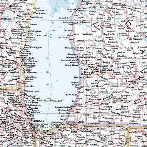 National Geographic Maps: Great Lakes U.S.A Wall Map - Compact - 21 x 16 inches - Art Quality Print on Polypropylene