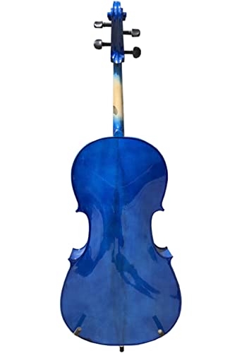 Vetimobato Acoustic Cello 4/4 Full Size Hand Made Professional Sound Nice Spruce Wood Top Maple Back Side Wood Ebony Wood Finger Board and Cello Pegs Steel Strings Cello with Bag & Bow (blue)