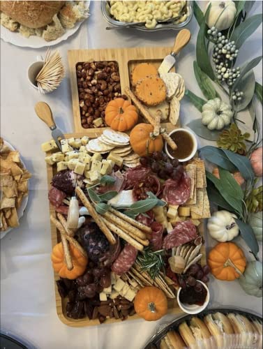 Charcuterie Board Set - Bamboo Cheese Board and Knife Set - Large Cheese Tray for Serving at Parties - For Cheese and Charcuterie Lovers