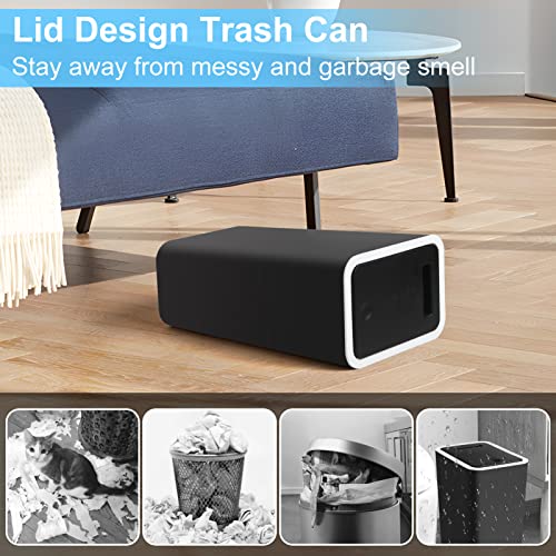 Bathroom Trash Cans with Lids - 3 Pack Kitchen Garbage Can 4 Gallons 2 PCS and 3 Gallons 1 PC with Pop Up Lid,Small Narrow Waste Basket for Bathroom Bedroom Living Room and Office(3 Pack,Black)