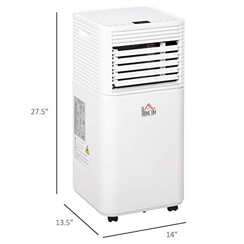HOMCOM 10000 BTU Mobile Portable Air Conditioner for Cooling, Dehumidifier, and Ventilating with Remote Control, for Home Office, White