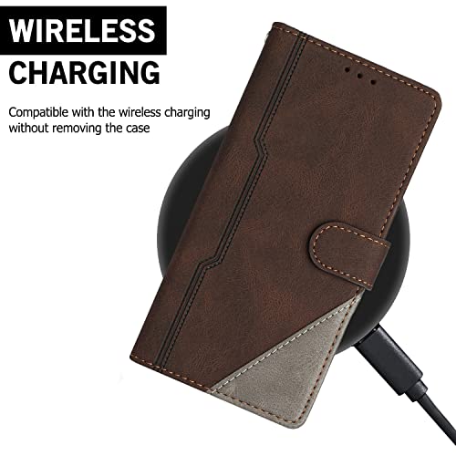 XBS-Better Case for Samsung Galaxy S9 Plus/S9+, Business Splicing Leather Magnetic Credit Card Holder Kickstand Wallet Cover Case for Samsung Galaxy S9 Plus/S9+-Brown