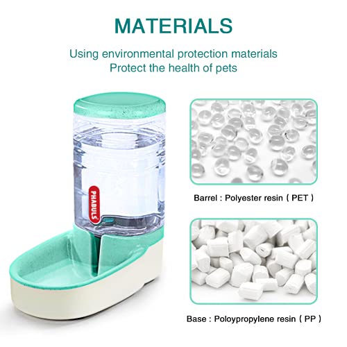 PHABULS Dog Water Dispenser 1 Gallon Pet Water Dispenser Automatic Cat Feeder Large Capacity for Small and Medium Sized Pets(Green Water)
