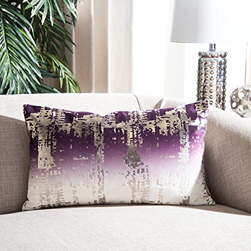 Safavieh Home Collection Rensia 12 x 20-inch Purple/Silver Metallic Decorative Accent Pillow PLS7143A-1220, 12"x22"