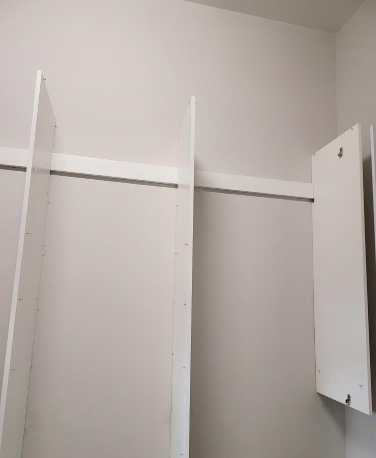 Dual Tower Closet Storage Wall Mounted Wardrobe Organizer Kit System with Shelves and Drawers for Bedroom in White with Hardware Wood Closet, Storage & Organization