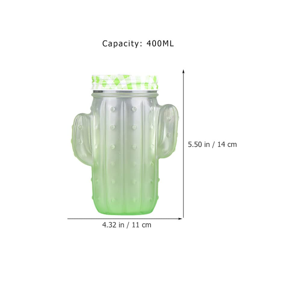 SEWACC 2 Sets Cactus Drinking Glasses Plant Shape Glass Straw Cup Creative Cute Shot Glasses Water Cups Iced Coffee Cup Wide Mouth Bubble Cups for Cocktail Beverage 400ML