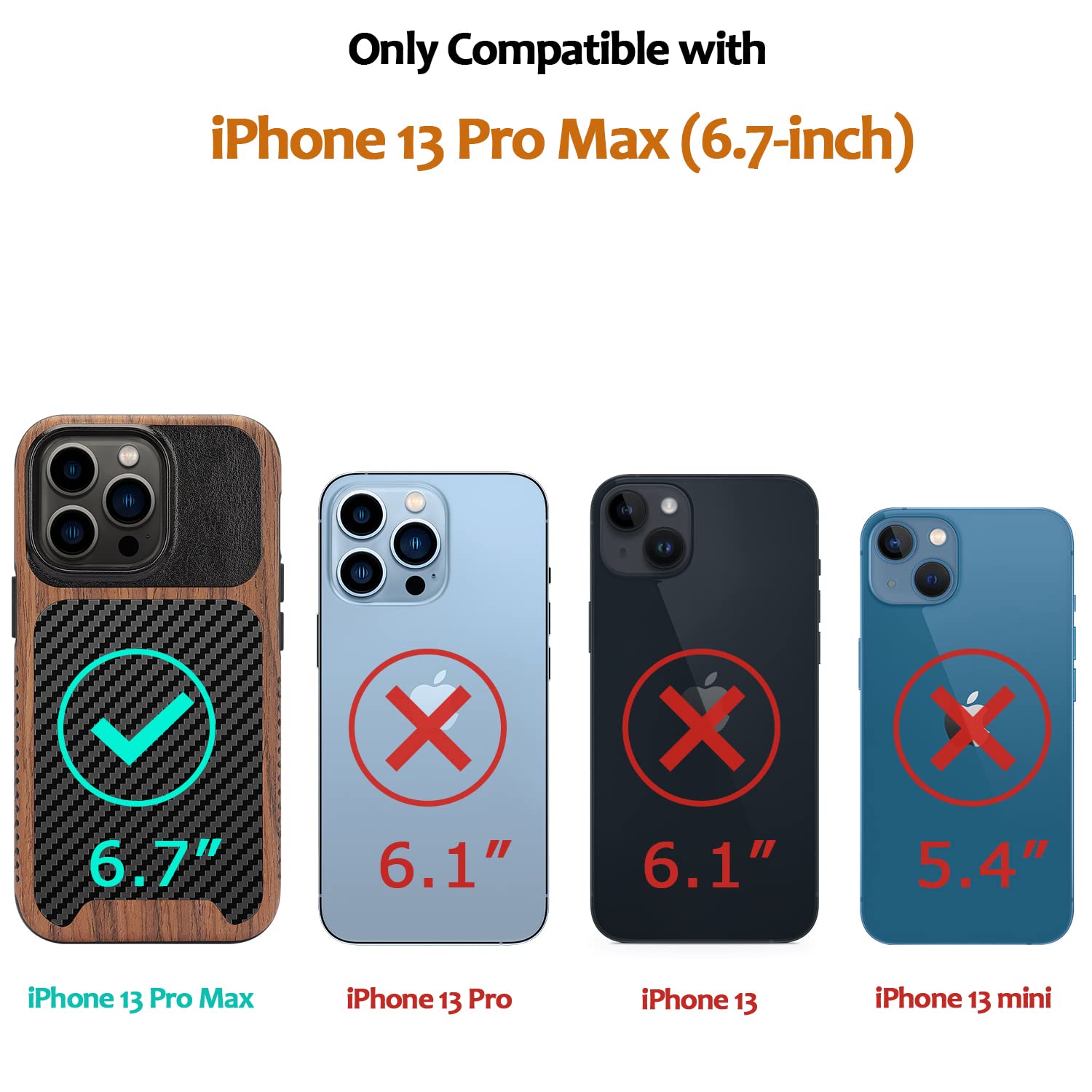 ZZDZZ Magnetic Case Compatible with iPhone 13 Pro Max Case [Compatible with MagSafe] Wood and Leather Carbon Fiber Design Hybrid Shockproof Phone Case (Black)