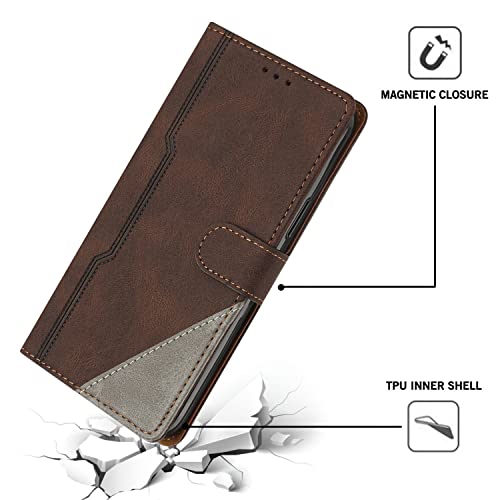 XBS-Better Case for Samsung Galaxy S9 Plus/S9+, Business Splicing Leather Magnetic Credit Card Holder Kickstand Wallet Cover Case for Samsung Galaxy S9 Plus/S9+-Brown