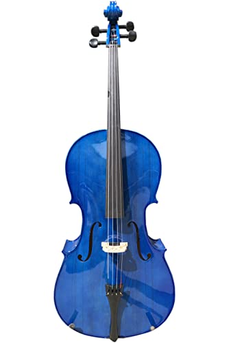 Vetimobato Acoustic Cello 4/4 Full Size Hand Made Professional Sound Nice Spruce Wood Top Maple Back Side Wood Ebony Wood Finger Board and Cello Pegs Steel Strings Cello with Bag & Bow (blue)