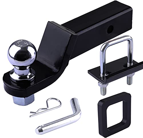 Trailer Hitch Ball Mount Towing Kit with Stabilizer and Silencer Pad Ball Pin Clip fits 2 inch Drop Receiver 6500lbs Class III