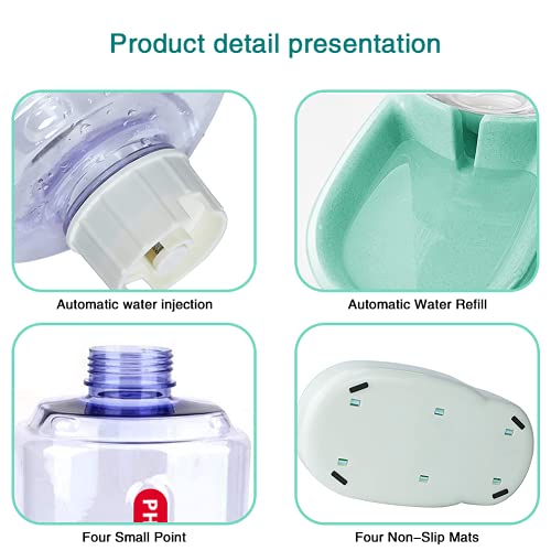 PHABULS Dog Water Dispenser 1 Gallon Pet Water Dispenser Automatic Cat Feeder Large Capacity for Small and Medium Sized Pets(Green Water)