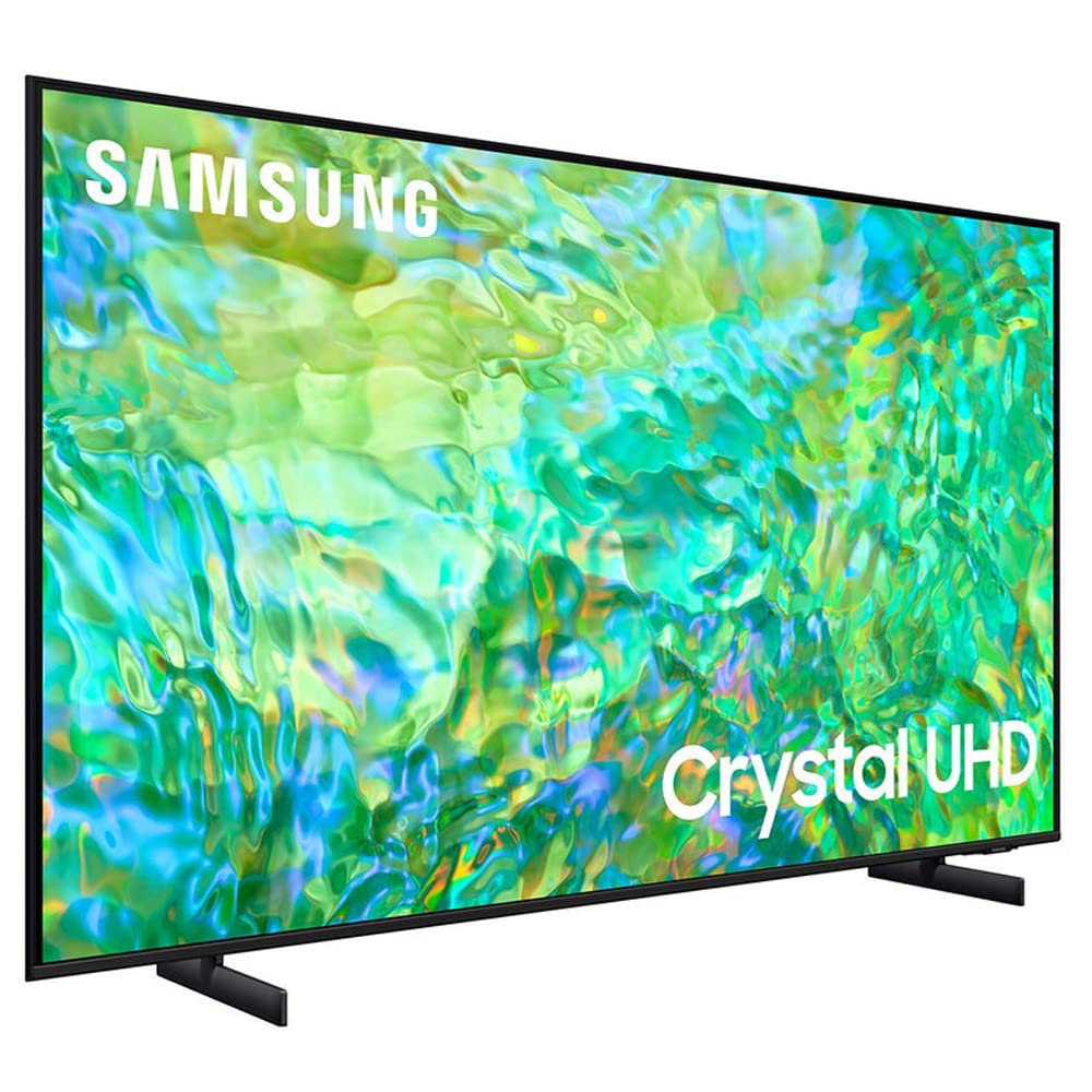 SAMSUNG UN55CU8000 55 inch Crystal UHD 4K Smart TV Bundle with Deco Home 60W 2.0 Channel Soundbar, 37"-100" TV Wall Mount Bracket Bundle and 6-Outlet Surge Adapter (2023 Model)