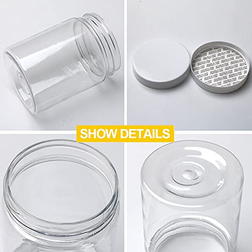Accguan 15Pack 4oz Plastic Jar Storage Container with White Lids Airtight Clear Wide-mouth Slime Storage Jars for Cosmetic Cream Light Clay