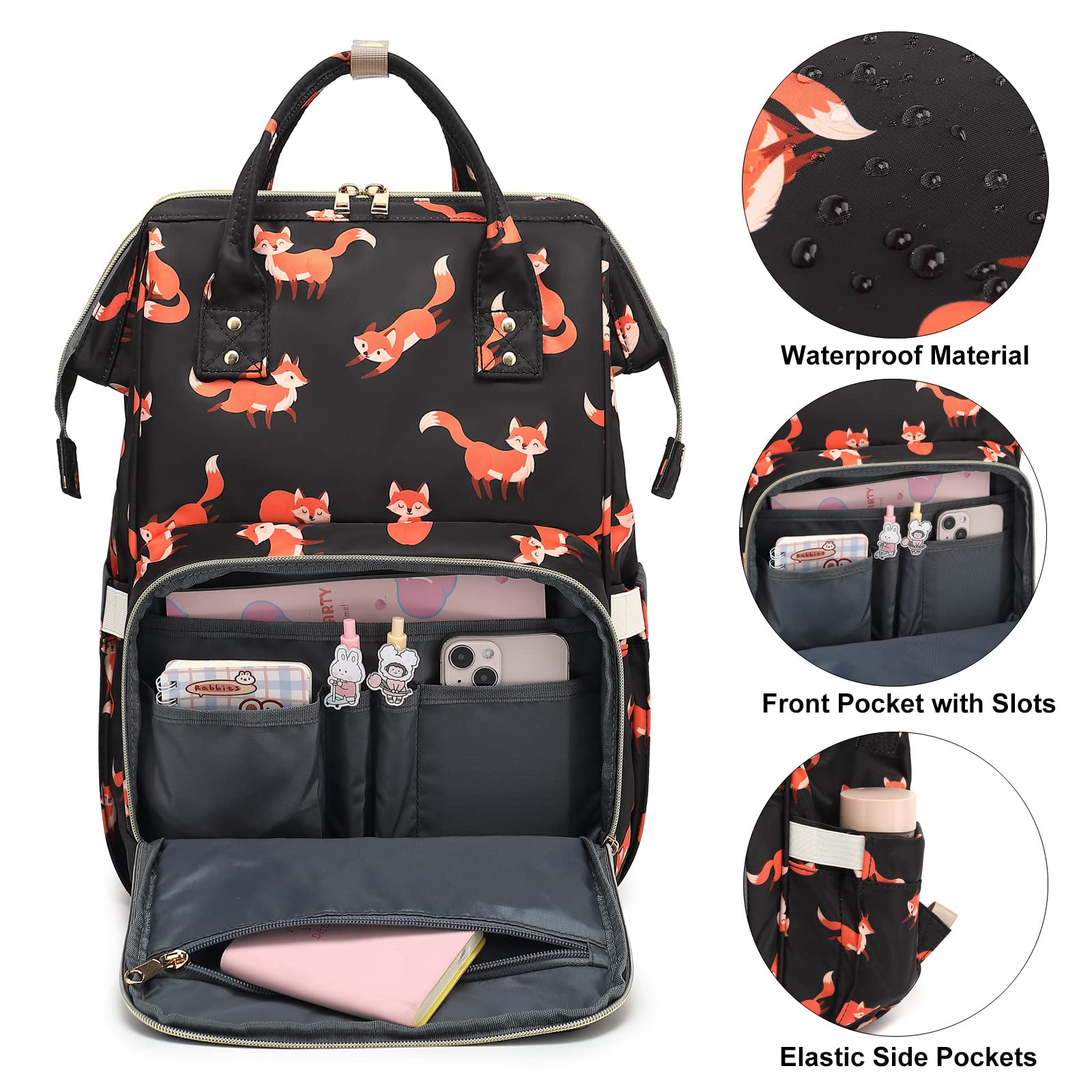 Dezcrab Fox Laptop Backpack for Women, College Bookbag School Backpack Work Business Travel 15.6 Inch Computer Backpacks