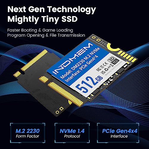 INDMEM M.2 2230 SSD, 512GB 2230 NVMe SSD PCle Gen 4.0x4 Internal Solid State Drive, 3D TLC NAND,Compatible with Surface Pro X Steam Deck GPD Laptop Ultrabook Tablet