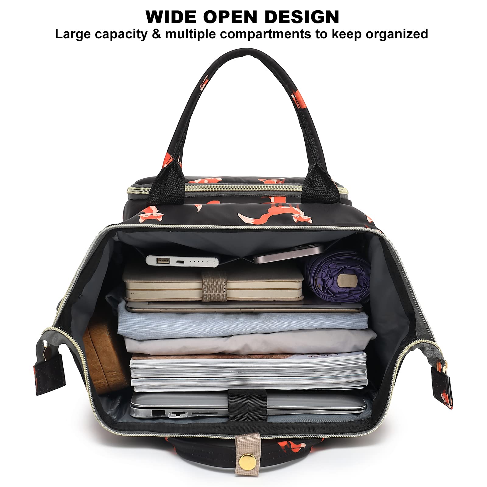 Dezcrab Fox Laptop Backpack for Women, College Bookbag School Backpack Work Business Travel 15.6 Inch Computer Backpacks