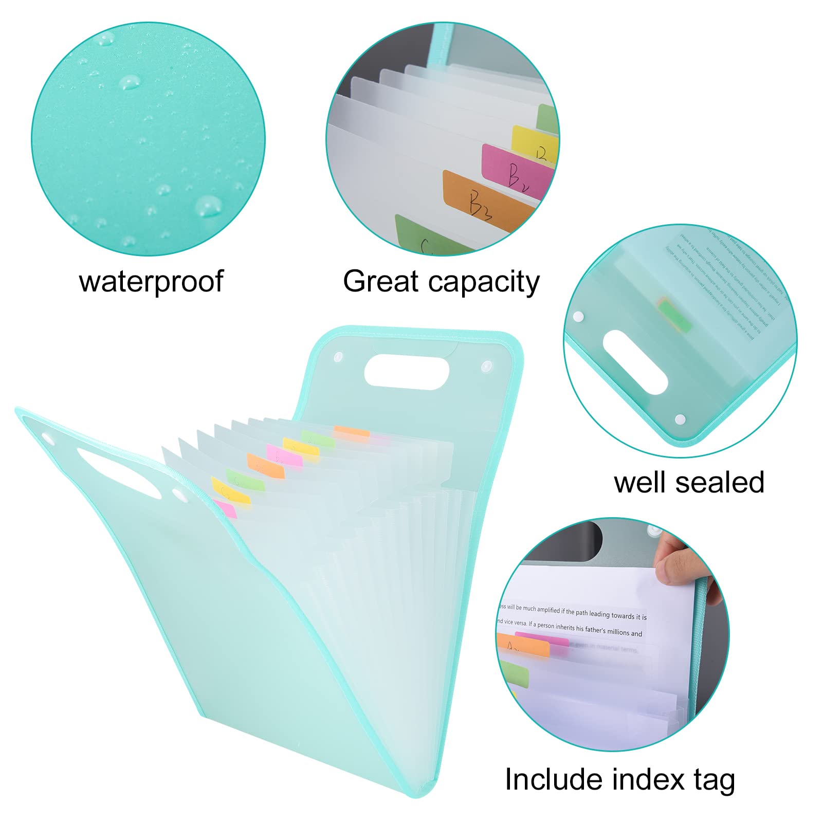 Jspupifip 2 Pcs Vertical Accordion Folder, 13 Pockets According File Folder Organizer Expanding File Folder Waterproof Document Receipt Organizer Accordian Filing Folder for Classroom, Home, Office