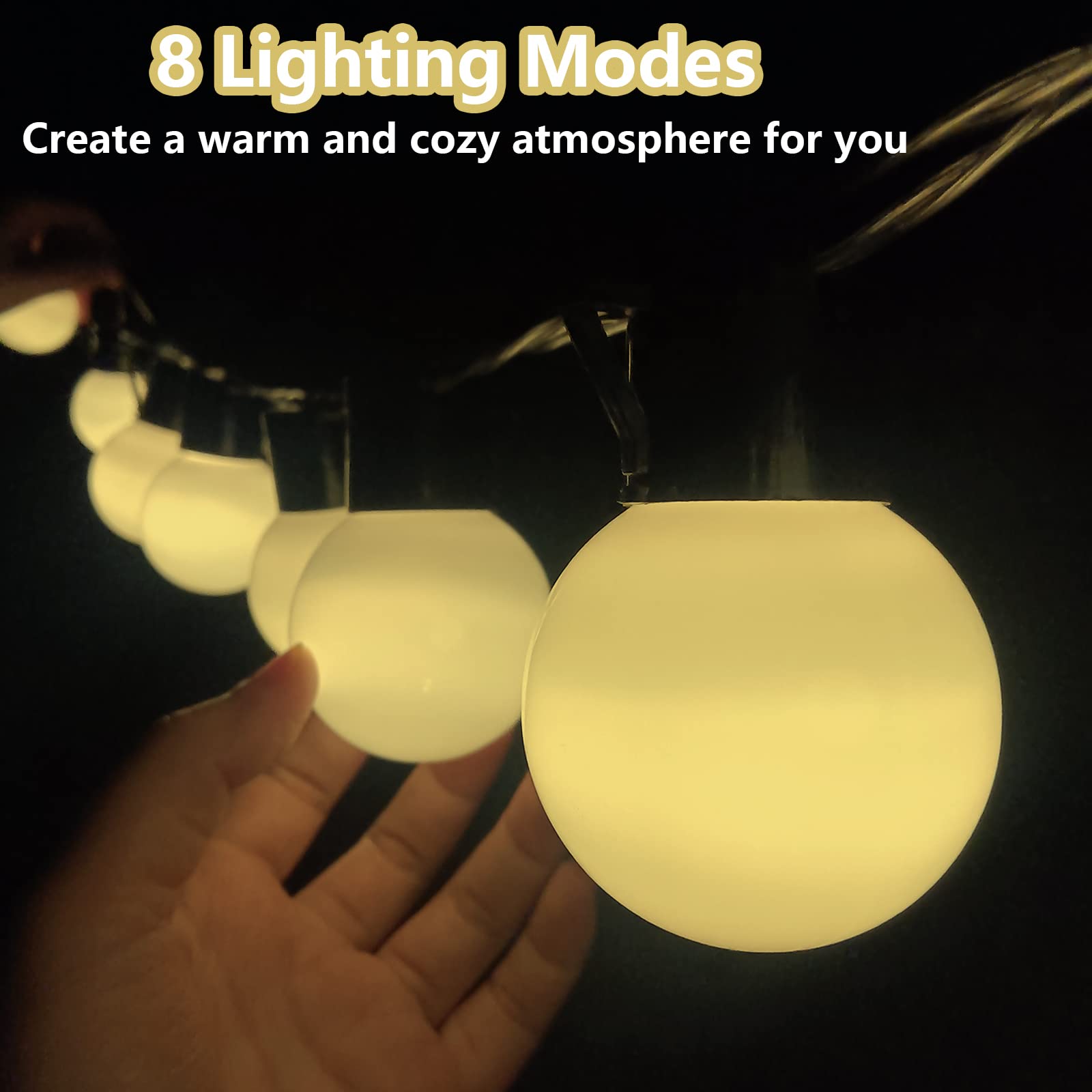 Globe String Lights Battery Powered 7Ft 10 LED Edison Shatterproof G50 Light String with Remote Timer, Indoor String Lights Outside Waterproof Hanging Lights for Garden Porch Patio Camping Party Decor