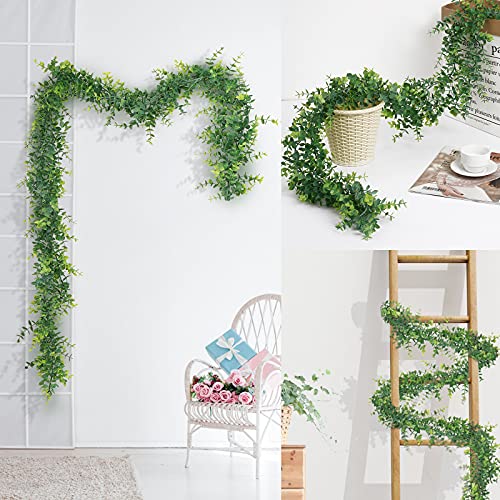 Artflower 3 Pack Artificial Eucalyptus Garland, 6Ft/pcs Faux Eucalyptus Vines Greenery Garland Fake Hanging Eucalyptus Leaves Plant Wedding Backdrop Arch Wall Table Party Festival Decor, Grey Green