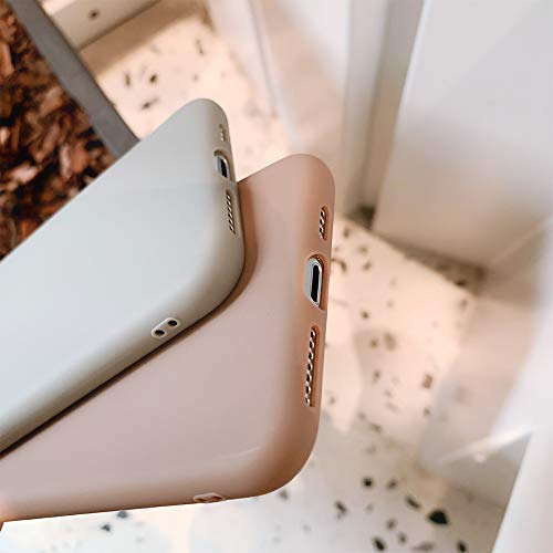 Ownest Compatible for iPhone 12 Case, 12 Pro Case for Soft Liquid Silicone Heart Pattern Slim Protective Shockproof Case for Women Girls for iPhone 12/12 Pro-Brown