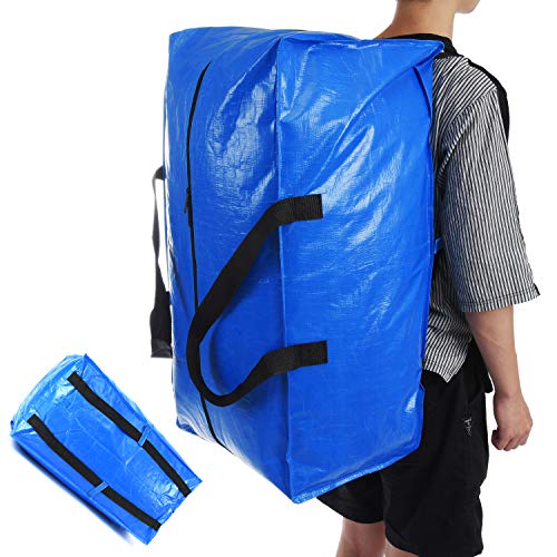 8 PACK Heavy Duty Moving Bags, Extra Large Storage Bags with Zippers Handles Backpack Straps,Moving Boxes Totes for Clothing Storage, College Moving Supplies, Compatible with IKEA Frakta Hand Cart