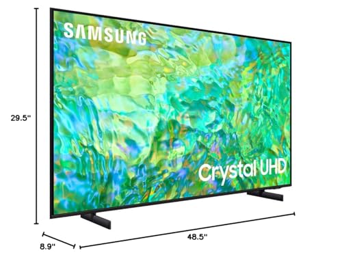 SAMSUNG UN55CU8000 55 inch Crystal UHD 4K Smart TV Bundle with Deco Home 60W 2.0 Channel Soundbar, 37"-100" TV Wall Mount Bracket Bundle and 6-Outlet Surge Adapter (2023 Model)