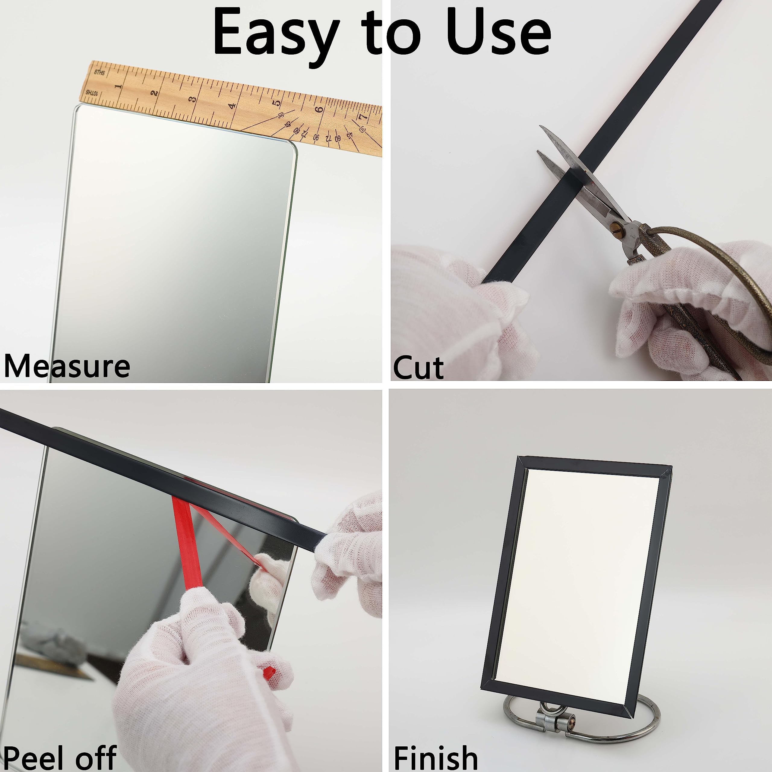 Matte Black Peel and Stick Wall & Molding Trim, Flexible DIY Strip for Mirror, Floor, Cabinet, Ceiling, Tile Edge (16.4 ft x 0.8 inch)